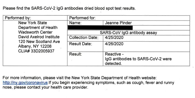 covid antibodies dried blood spot test results - ClearHealthCosts