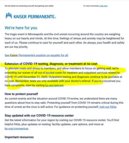 Kaiser Permanente letter - ClearHealthCosts